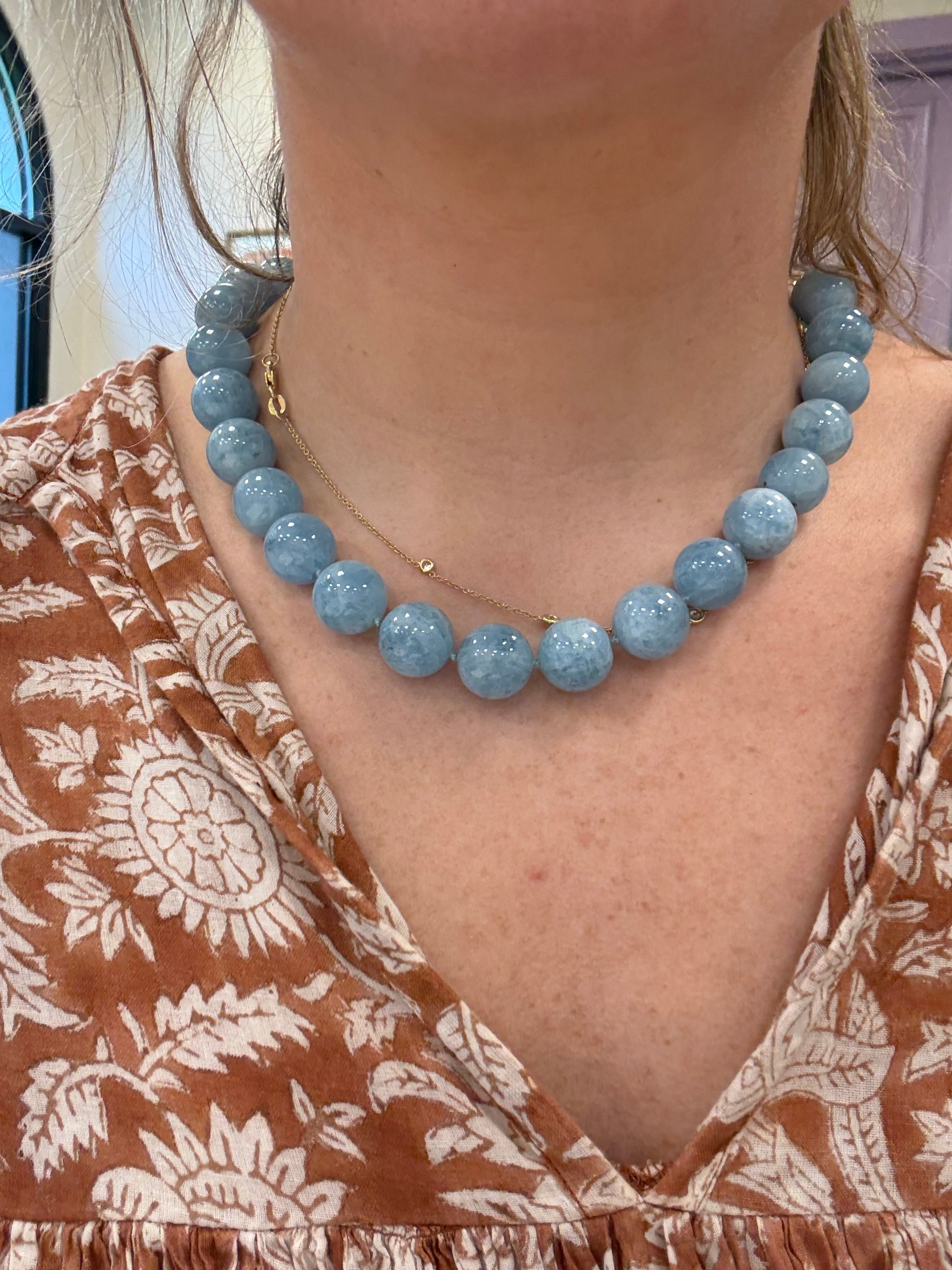 Aquamarine Beads with Gold Clasp – Laura Pearce Ltd.